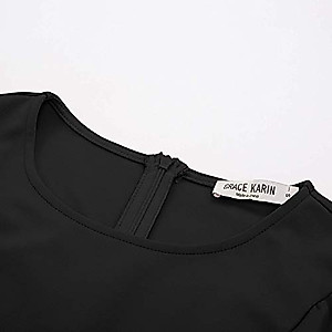 GRACE KARIN Women 3/4 Ruffle Sleeve Slim Fit Business Pencil Dress Black