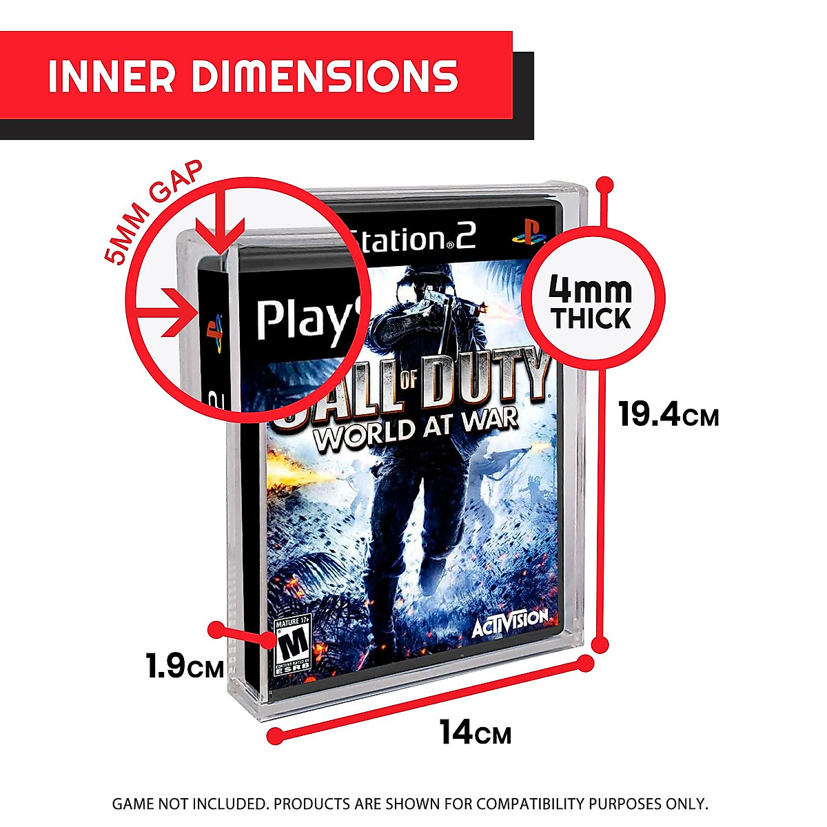 EVORETRO Acrylic DVD Case Compatible for Sony PlayStation DVD (Wii, GameCube, PS2, Xbox, Xbox360) - 4.0MM Thick Clear (Pack of 2)