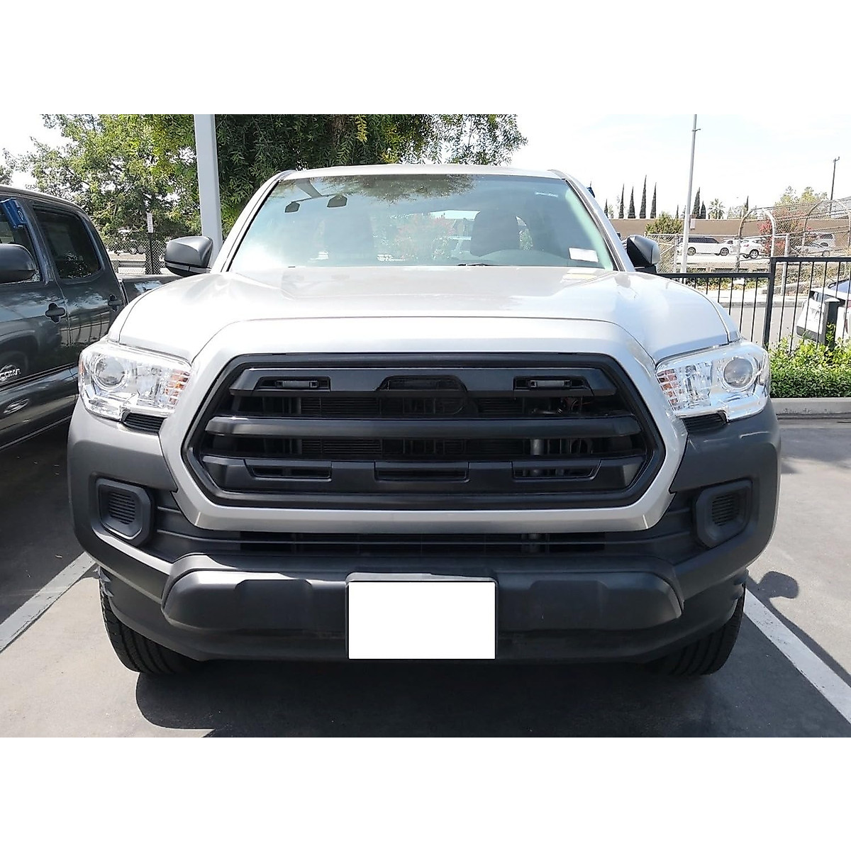 iJDMTOY Smoked Lens Amber LED Grille Lights Kit Compatible with 2012-up Toyota Tacoma, Center Set 2-Piece Marker Lamps w/Wiring & Hardware