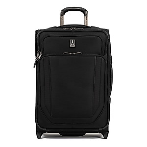 Travelpro Crew Versapack Softside Expandable 2 Wheel Upright Carry on Luggage, External USB Port, 17-Inch-Laptop Pocket, Men and Women, Jet Black, Carry On 21-Inch