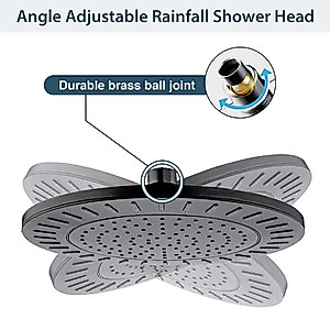 BRIGHT SHOWERS Rain Shower Head, 9 Inch High Pressure Waterfall Showerhead with Adjustable Angle and Anti-clogging Silicone Nozzles, Luxury Bathroom Overhead Shower, Oil-Rubbed Bronze