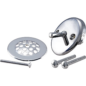 Westbrass A79220CP 14" 20 Gauge Brass Bath Waste and Overflow Assembly with Trip Lever and Grid Drain Cover, Polished Chrome