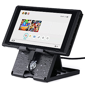 Tscope Switch Stand for Nintendo, for Animal Crossing Switch Holder, Adjustable Switch Lite Compact Portable Foldable Stand for Nintendo Switch Accessories (Black)