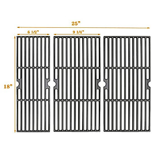 Shengyongh CC475 (3-Pack) 18 Inch Matte cast Iron Grates Replacement for Charbroil Performance 4 Burner 463376018P2, 463376117, 463377117, 463673617, 463377017, 463347017