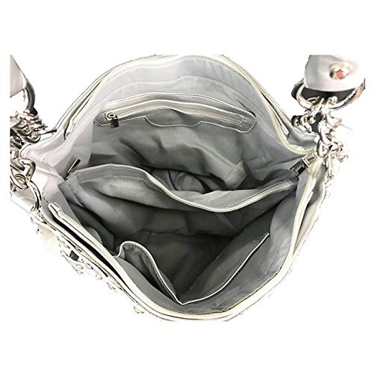 Zzfab Sparkle Rhinestone Suede Hobo Handbag (Silver)