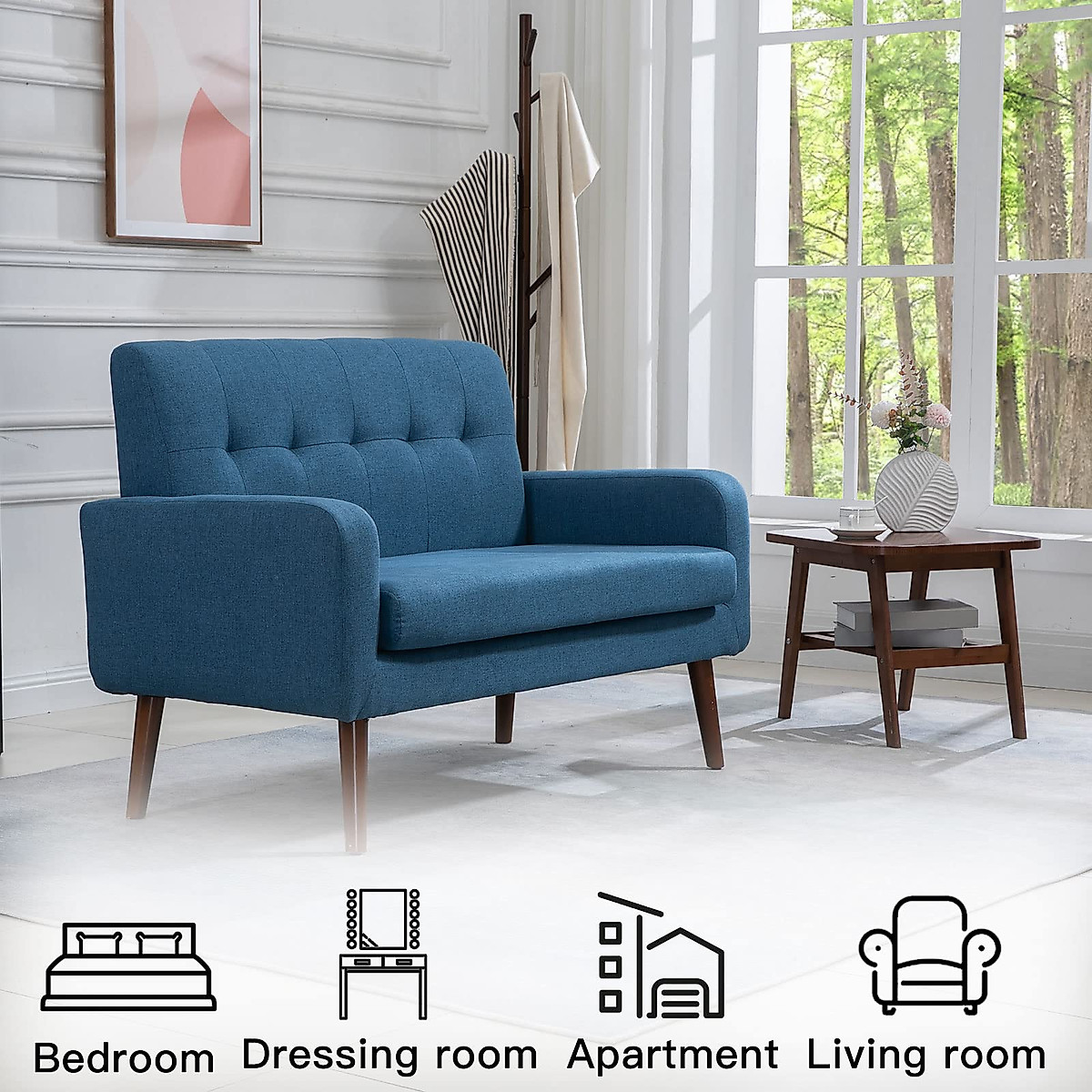 ATTICA 50'' Modern Fabric Loveseat Sofa,Office Couch for Small Space, Living Room Soft Futon,Small Couch for Bedroom (Grey) (M-6655)