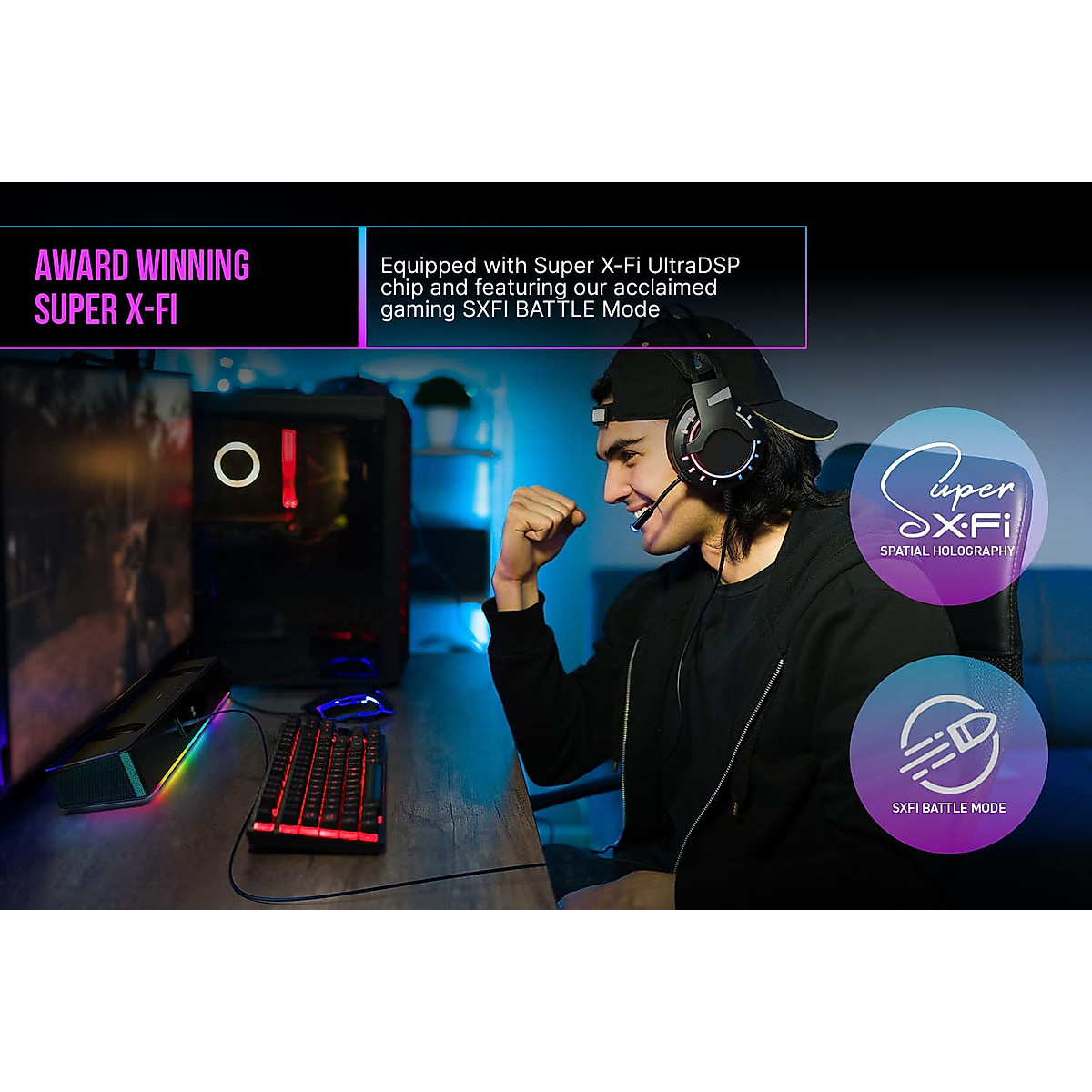 Creative Sound Blaster Katana V2X 5.1 Multi-Channel Gaming Soundbar with Compact Subwoofer, 180W Peak Power, ft Tri-Amplified 5-Driver Design, Super X-Fi Technology, and RGB Lighting