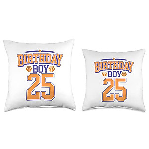 25 Years Birthday Shirts 25th Birthday Boy Basketball Lover 25 Years Old Bday Throw Pillow, 16x16, Multicolor