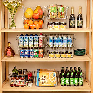 SANNO Stackable Chest Freezer Baskets Organizer Bins, Stackable Wire Baskets For Pantry Storage and Organization With Sturdy Metal Food Baskets Pantry Organized,set of 3