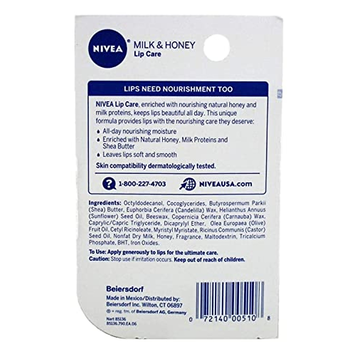 NIVEA A Kiss of Milk & Honey Natural Defense & Soothing Lip Care 0.17 oz (Pack of 4)