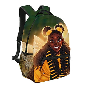 yalinan Black Girl BookBag Angel School Backpack Bee African American Book Bag for Teen Girls Kids
