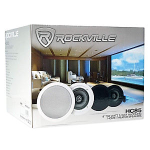 Rockville (8) HC85 Black 8" 700 Watt in-Ceiling Home Theater Speakers 8-Ohm