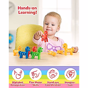 Coogam Unicorn Uppercase & Lowercase Letters Matching Game,13pcs Double-Sided ABC Letter Toys with 26 Alphabet Recognition Match Games Preschool Educational Montessori Toys for Toddlers Boys Girls