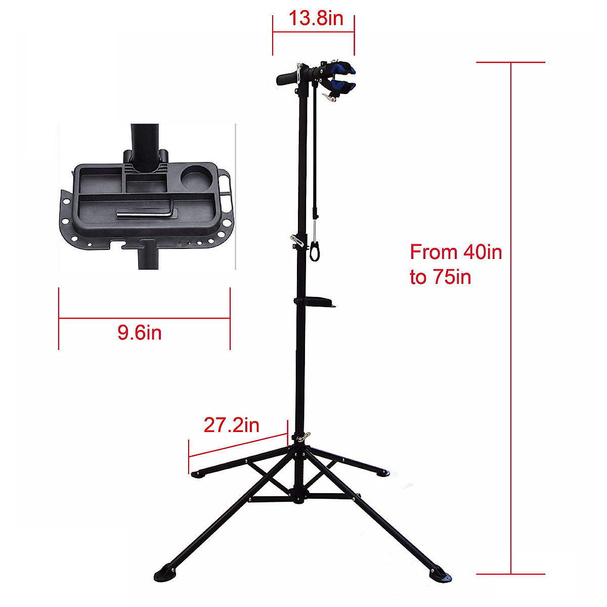MaxxHaul 80725 Bike Repair Stand/ Display with Adjustable Height & 360 Deg. Rotating Head Clamp,black