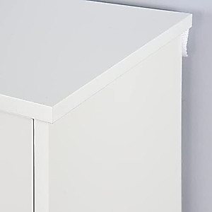 SSLine Modern White Shoe Cabinet with 3 Flip Down Storage Shelves Free-Standing Shoe Rack Compact Wood Shoe Storage Organizer for Entryway Hallway Doorway Closet