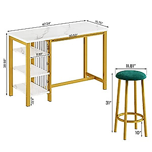 AWQM B010-YBJ2 Table Set, 47.24" × 15.75" × 38.98" (Width×Depth×Height), White