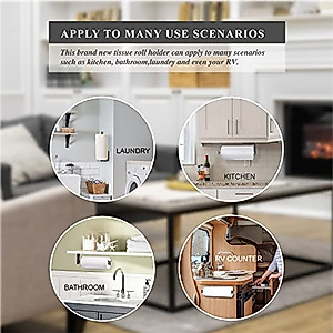 LKKL Paper Towel Holder Under Cabinet, Easy Tear Paper Towel Holder Wall Mount Horizontally or Vertically for Kitchen Bathroom RV Work Sink, Under Counter Paper Roll Holder, Stainless Steel, Nickel