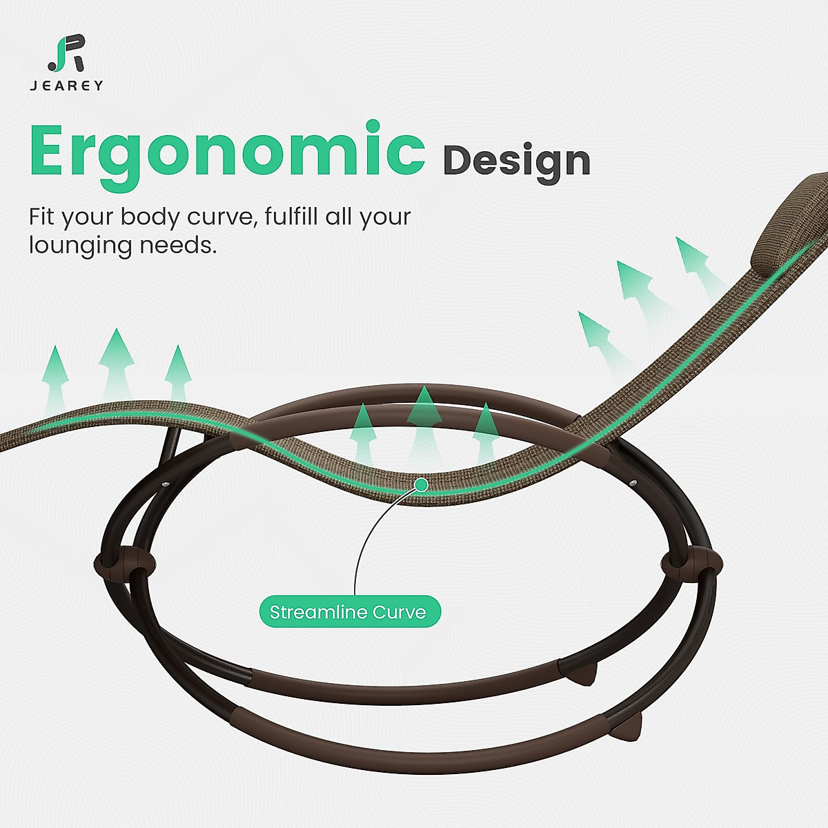 JEAREY Rocking Lounge Chair Outdoor Patio Lounge Chairs with Foam Armrest Chaise Lounge Patio Lounge Chairs for Poolside, Deck, Backyard