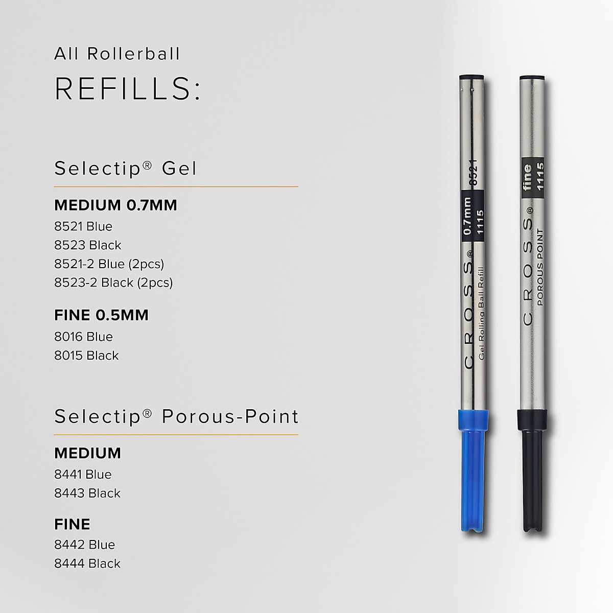 Cross Selectip Gel Rollerball Pen Refill - Blue - Dual Pack