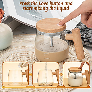 Self Stirring Mug , Electric High Speed Mixing Cup, 400ml Self Stirring Coffee Mug with Lid, High Borosilicate Glass Mug Home Office for Coffee, Milk, Protein (Not Included 2*aaa Battery ) (Round)