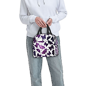 YISDZSW Butterfly Lunch Bag Box for Women Cute, Insulated Lunch Bags Durable Waterproof Thermal Tote Bag with Pocket for Work Picnic Travel Teens