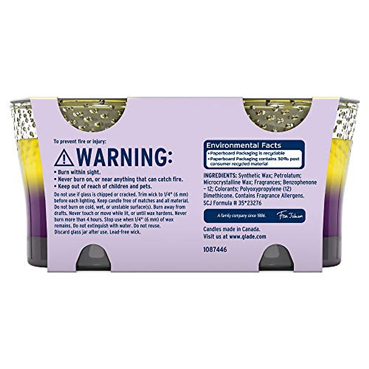 Glade Candle Jar, Air Freshener, 2in1, Jubilant Rose & Lavender & Peach Blossom, 3.4 Oz, 2 Count