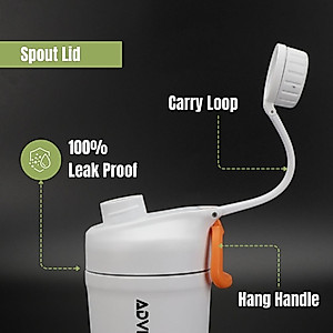 Ozizo Shaker Bottle, Insulated Stainless Steel Protein Shaker Bottle 20 oz, Insulated Shaker with Wire Whisk Ball Spring Mixer