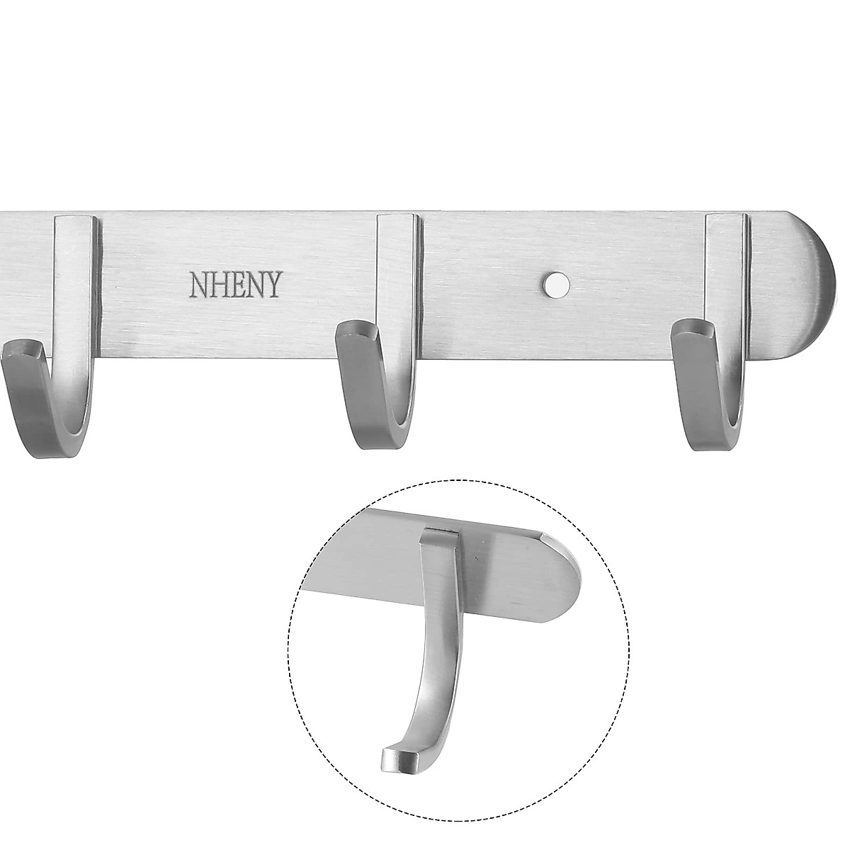 NHENY Hat and Coat Wall Mount Rack 6 Hooks for Robes, Bags, Keys, and Towels Bathroom Towel Hanger Organizer, 304 Stainless Steel Brushed Nickel