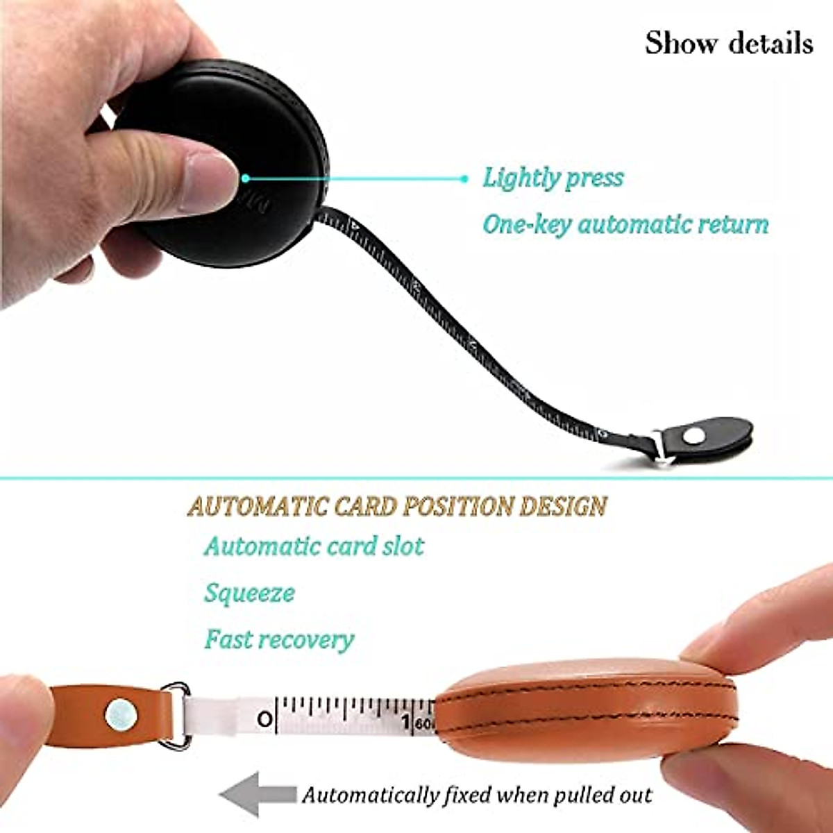 Sewing Tape Measure,2 Pack Tailor Clothing Small Tape, Measure for Body Measuringruler, UpgradeDual Sided Leather Tape Measureautomatic Retractable, Soft Tape 60 Inch/ 1.5 M (Black Brown)