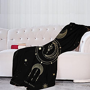 Milanblocks The Moon Tarot Blanket Warm Astrology Gifts Blanket Flannel Fleece Throw Gifts Blanket for Home Bed Couch 80 X 60 in