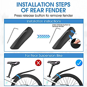 CYCLESPEED Bicycle Mudguards Bike Fender Ront/Rear Mud Guards Fit for MTB Mountain Road Bike