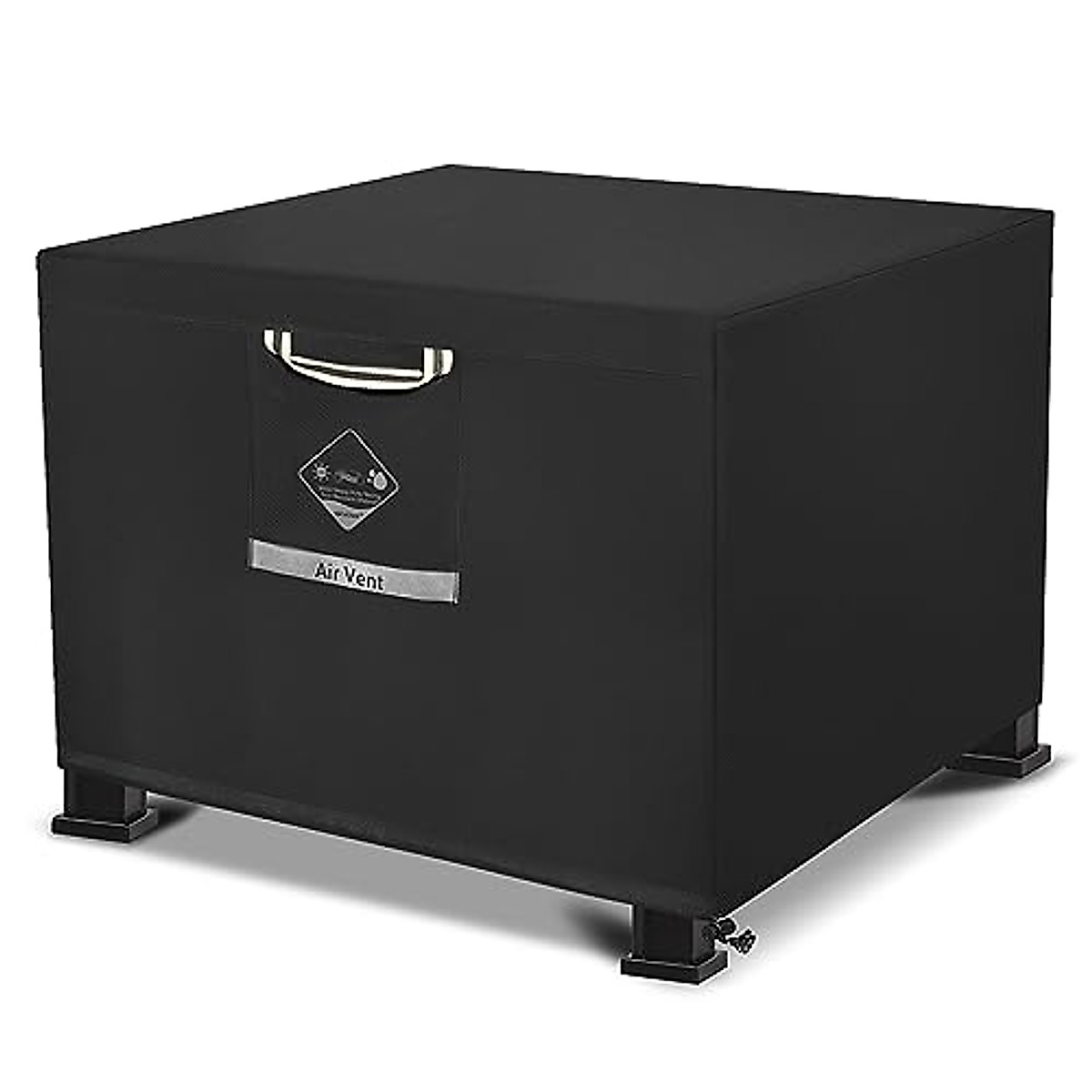 QH.HOME Fire Pit Cover Square 900D Strong Tear Resistant - 100% Waterproof Outdoor Fire Pit Cover with PU Coating, UPF 50+ Firepit Covers UV Resistant, Fading Resistant, 32" L x 32" W x 24" H, Black