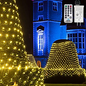 20ft x 13ft Christmas Net Lights Outdoor Mesh Lights - 660 LED Waterproof 8 Modes Remote Timer Dimmable Ceiling Fairy Blanket Lights Plug In for Canopy Roof Wall Bush Lawn Yard Garden (Warm White)