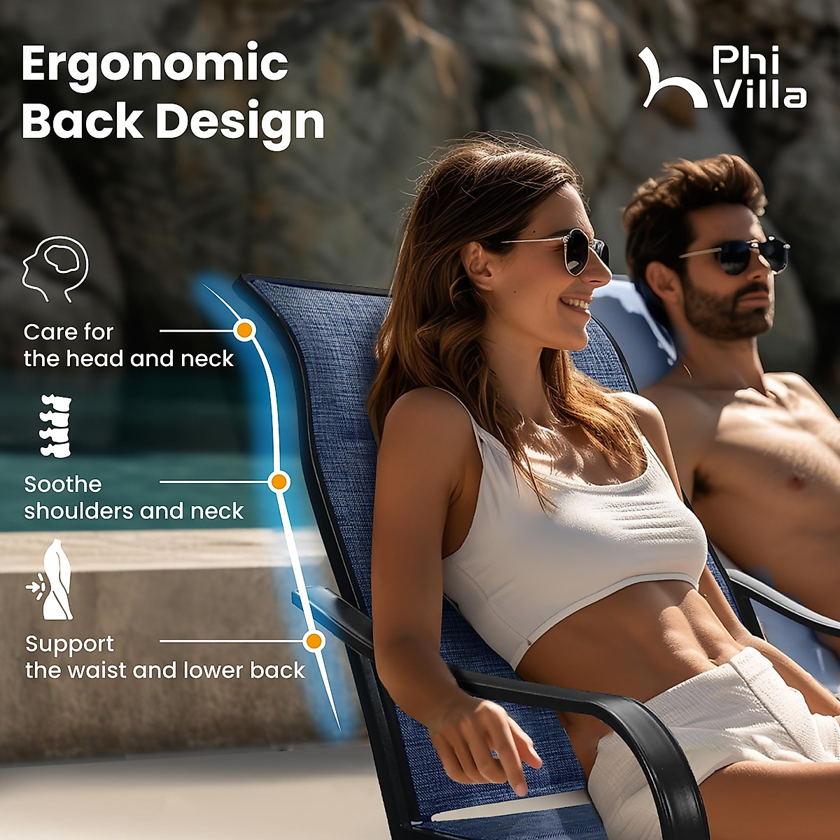 PHI VILLA 9 Piece Outdoor Patio Dining Set, 8 Swivel Outdoor Padded Chairs and 1 Extendable Large Patio Table, Outdoor Furniture Table and Chair Set for 6-8 Person (Blue)