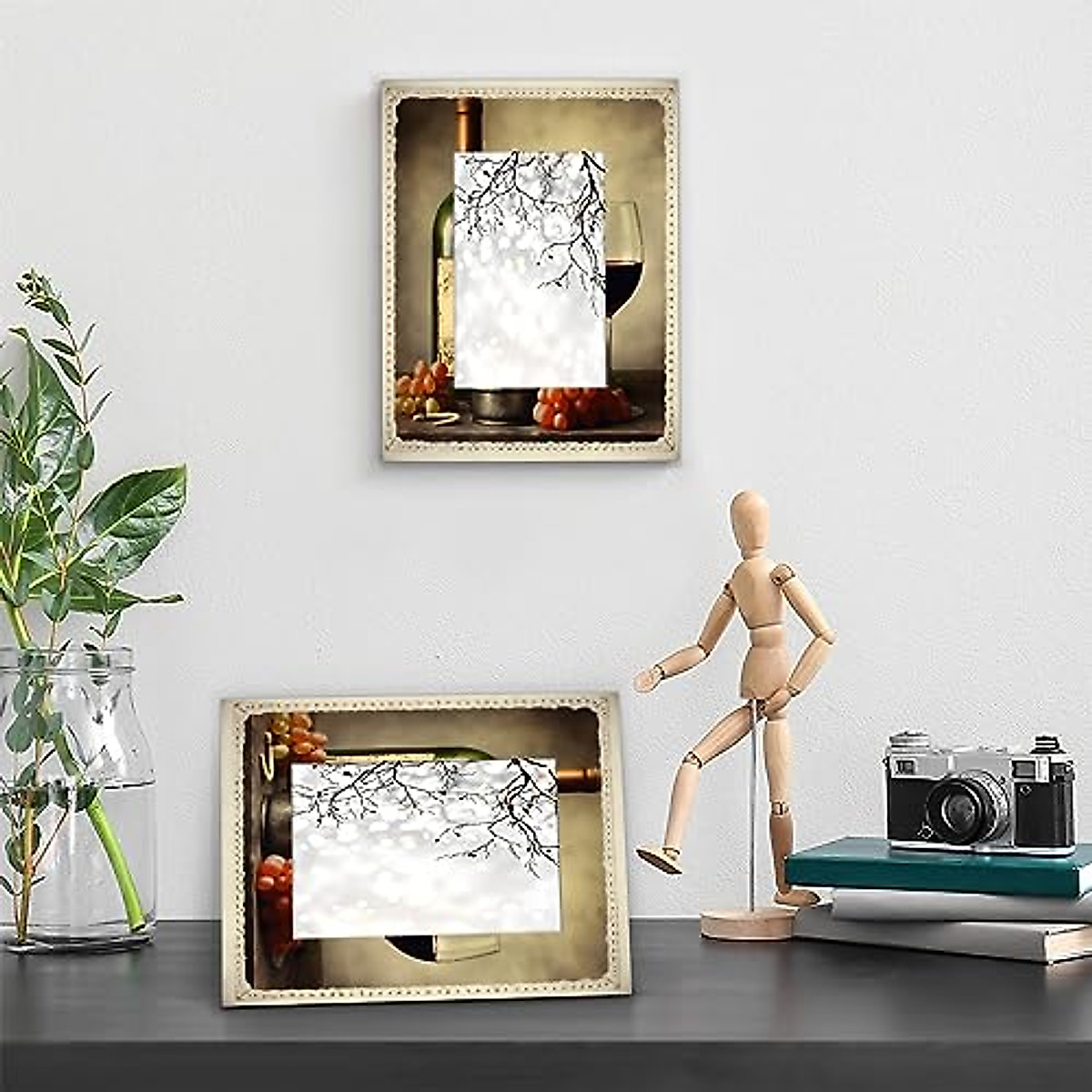 Bardic 5x7 Picture Frames, Red Wine Glass Wooden Photo Frame Fits 4x6 with Mat or 5x7 Without Mat Photo Frames for Wall Mounting or Tabletop Display for Home Gallery Decor