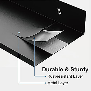 Veckle Bathroom Shelf, Floating Shelves Set of 4, Wall Mounted Modern Rustic Shelf Ledge, Metal Wall Shelve 15 in W x 4.5 in D, Black