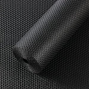 Black Shelf Liners for Kitchen Cabinets Non-Adhesive, Non-Slip Drawer Liner, Waterproof Refrigerator Liners, Fridge Liners and Mats Washable Plastic Pantry Liner for Shelves, Bathroom Cupboard Liner