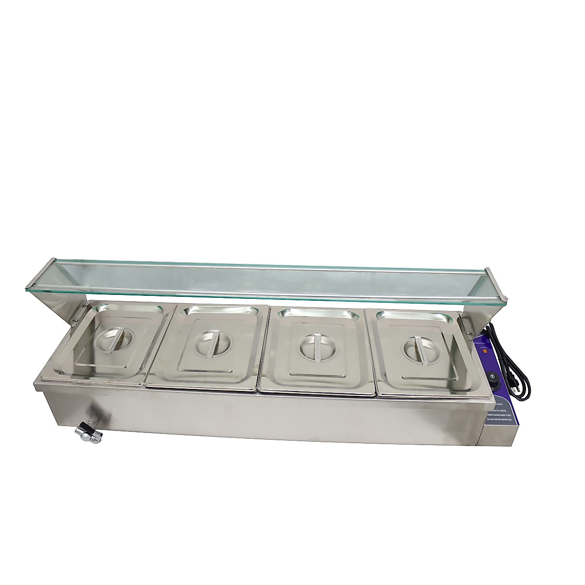INTBUYING 4 pan Food Warmer Steam Table Kitchen Machine Bath Warmer Breakfast Supply