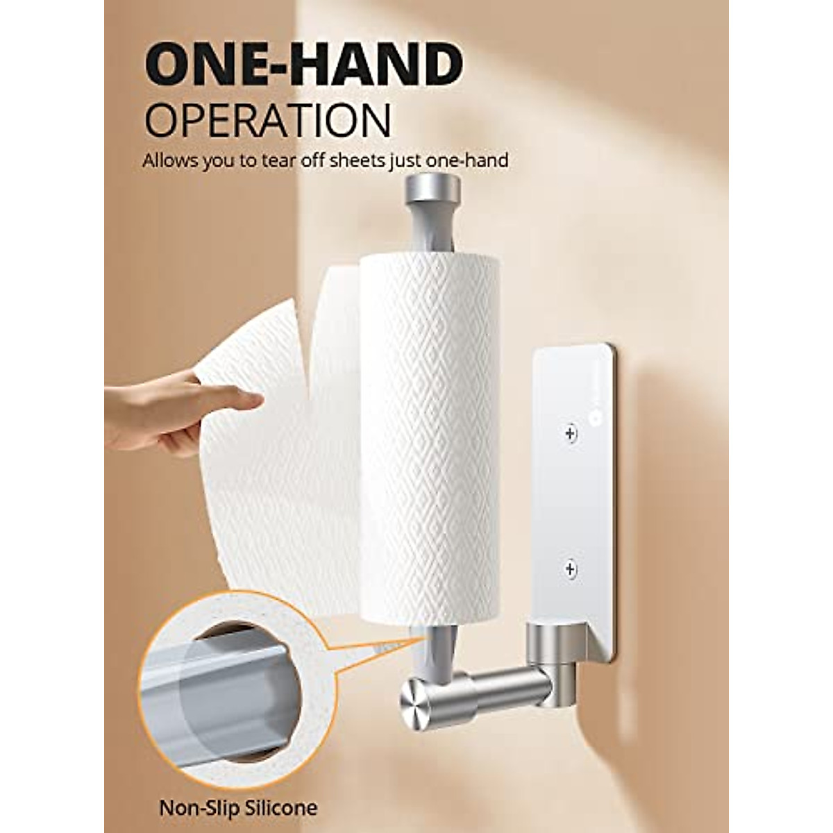 𝙉𝙤.𝟭 VICSEED Adjustable Paper Towel Holder Under Cabinet [One Hand Tear Off] Paper Towel Holder Wall Mount [Versatile Rotatable] Paper Roll Holder for Kitchen Bathroom Toilet RVs (Adhesive, Screw)