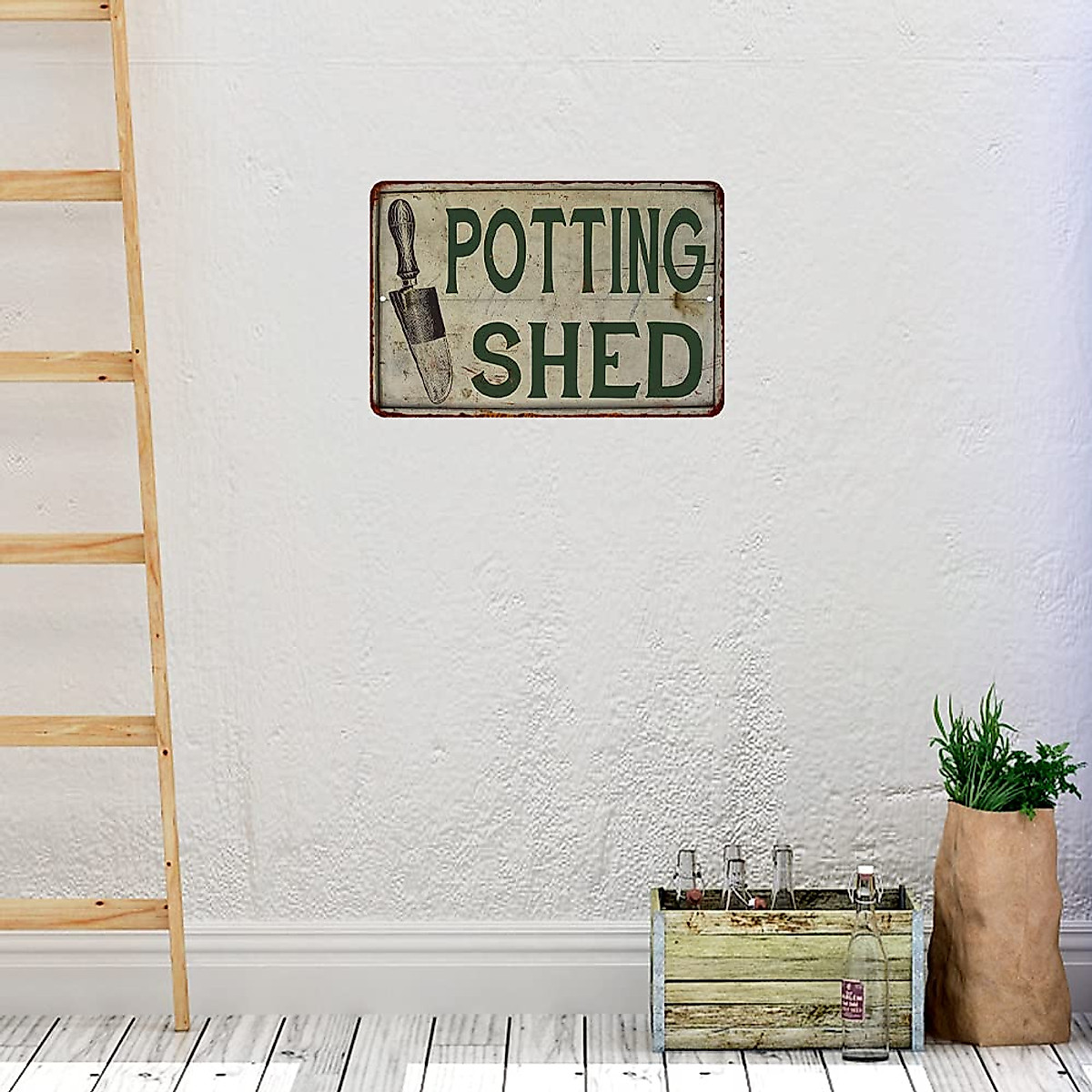 Potting Shed Sign Garden Signs Gardening Vintage Decor She Shed Decorations Rustic Decorative Plaque Tin Moms Flowers Herbs Fruit Vegetables Gift 8 x 12 High Gloss Metal 208120020045