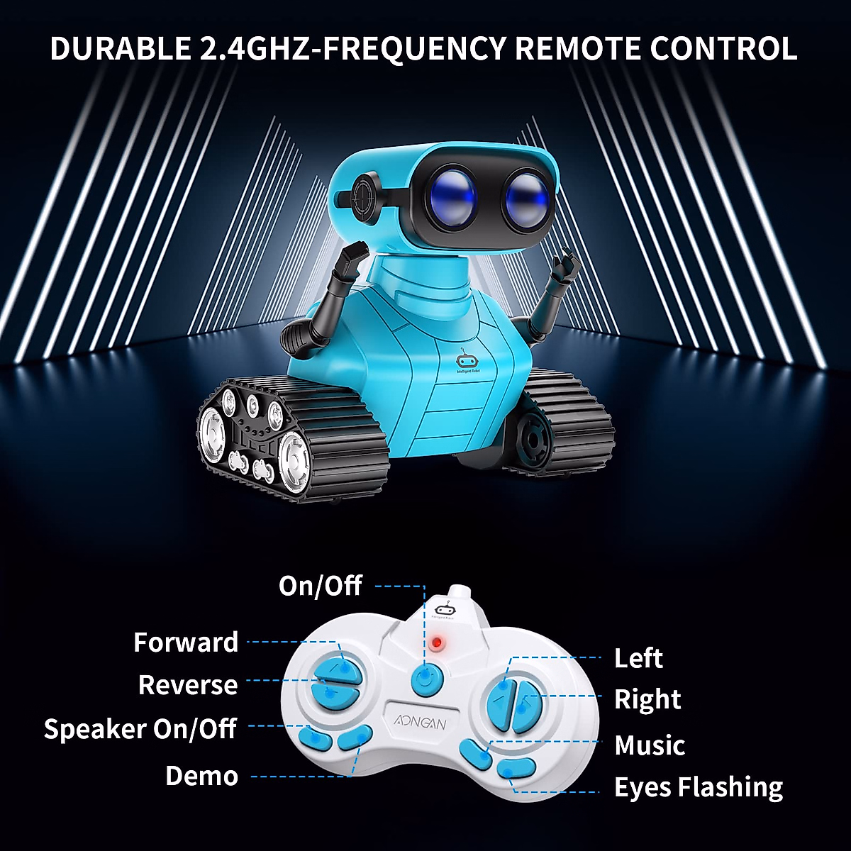AONGAN Robot Toys - Remote Control Robot Toys for Kids, Dancing Singing Music LED Eyes Demo, Interactive Engaging Robots, USB Charging Tech Gifts Toys for Boys Girls 3 4 5 6 7 8 9 Years Old (Blue)