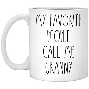 PTDShops Granny - My Favorite People Call Me Granny Coffee Mug, Granny Rae Dunn Inspired, Rae Dunn Style, Birthday - Merry Christmas - Mother's Day, Granny Coffee Cup 11oz, White