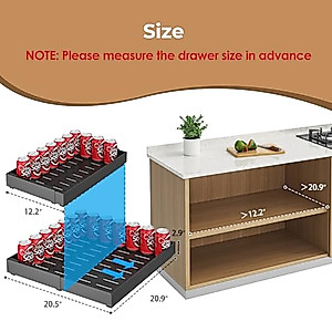 Pull Out Cabinet Organizer, 1PC 21" Deep Expandable (12.2"-20") Heavy Duty Pull Out Drawers for Cabinets Fixed with Adhesive Film, Peel Stick Slide Out Drawers for Kitchen Pantry, No Screw, Black