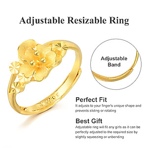CHOW SANG SANG 999.9 24K Gold Price-by-Weight 3.74g Gold Floral Ring (Adjustable) for Women and Wedding Occasion 69462R