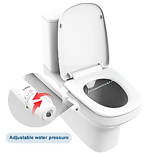 Yohip Ultra-Slim Bidet Attachment For Toilet, Non-electric Dual Nozzle (Feminine And Posterior Wash) Bidet Attachment, Adjustable Fresh Water Pressure White Bidet Toilet Seat Attachment