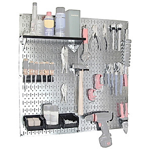 Wall Control 30-WGL-200GVB Galvanized Steel Pegboard Tool Organizer, Galv/Black