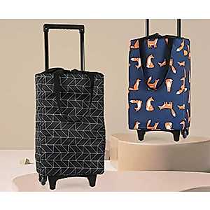 Upgrade Shopping Bag with Wheels Portable Trolley Bags Grocery Cart Utility Cart Rotating Wheels Cart Folding Shopping Cart- Larger Size & Waterproof & Strong