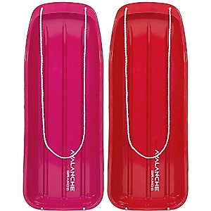 Avalanche Brands - 48" Classic Downhill Toboggan Snow Sleds - Red & Pink