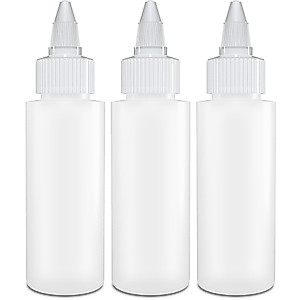 BRIGHTFROM Twist Top Applicator Bottles, Squeeze 2 OZ Empty Plastic Bottles, Refillable, Open/Close Nozzle - Multi Purpose (Pack of 3)