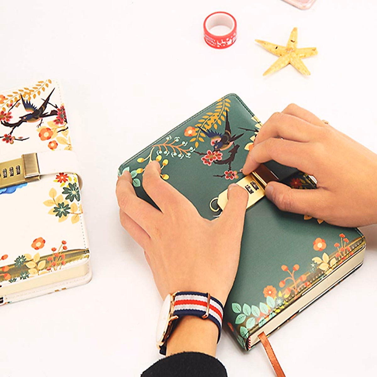 Code Lock Diary Journal Notebook,A5 Christmas Password Notebook Organizer Secret Digital Diary Journal Planner for Kids Diary Gift Notebook (Green)